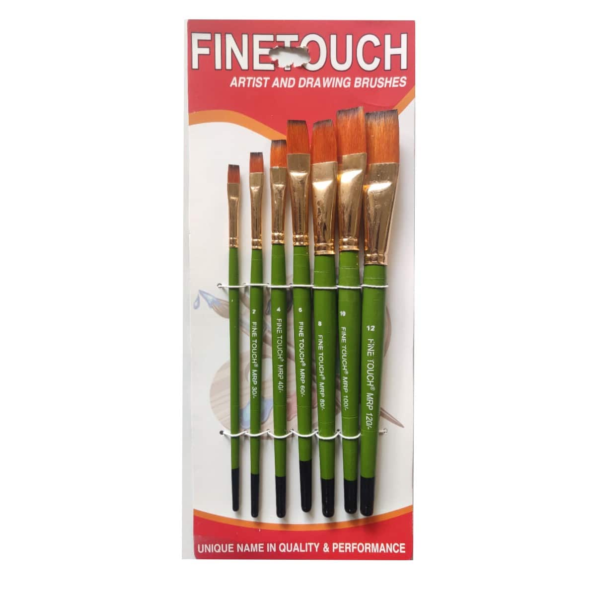 Finetouch Paint Brush Flat Synthetic Gold, Set of 7 - St. Francis De ...